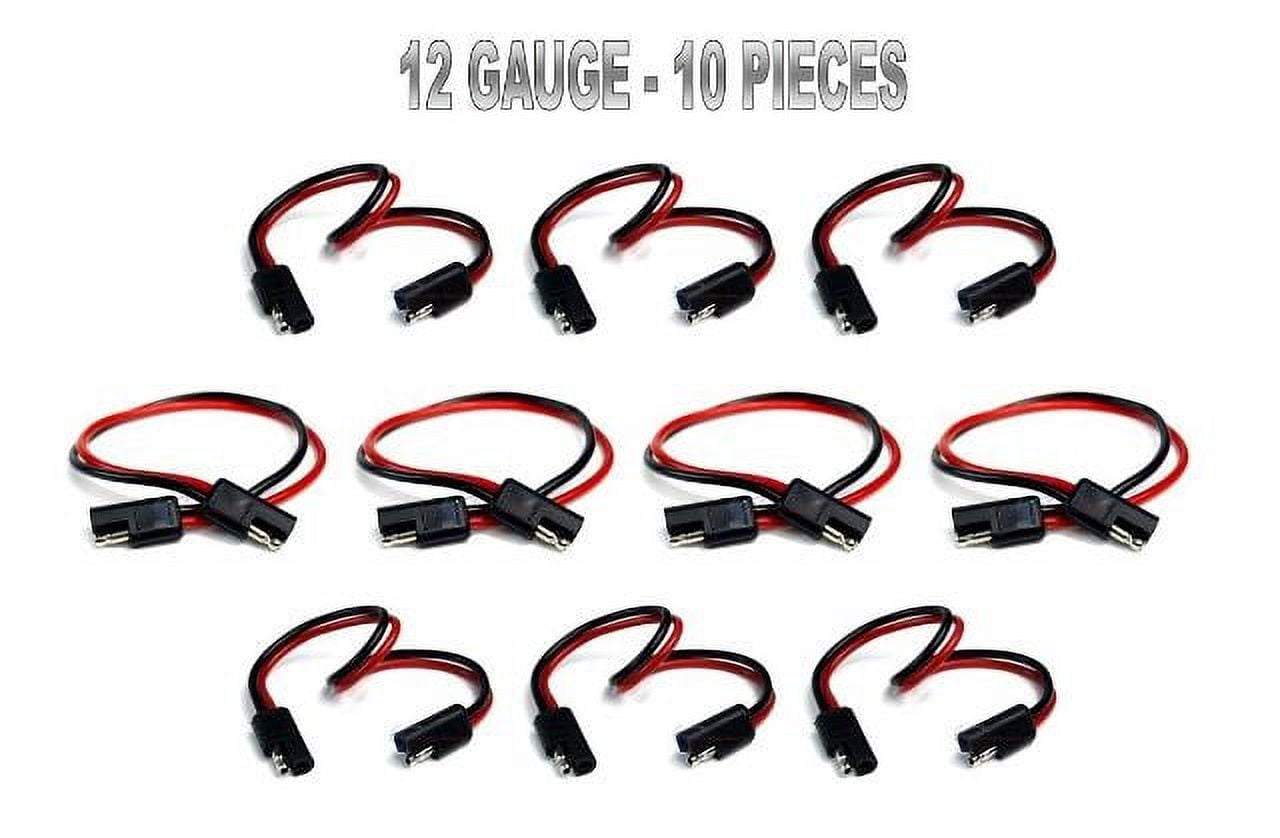 10 PIECES 12 GA 12" QUICK DISCONNECT POLARIZED INLINE POWER CABLE WIRE ...