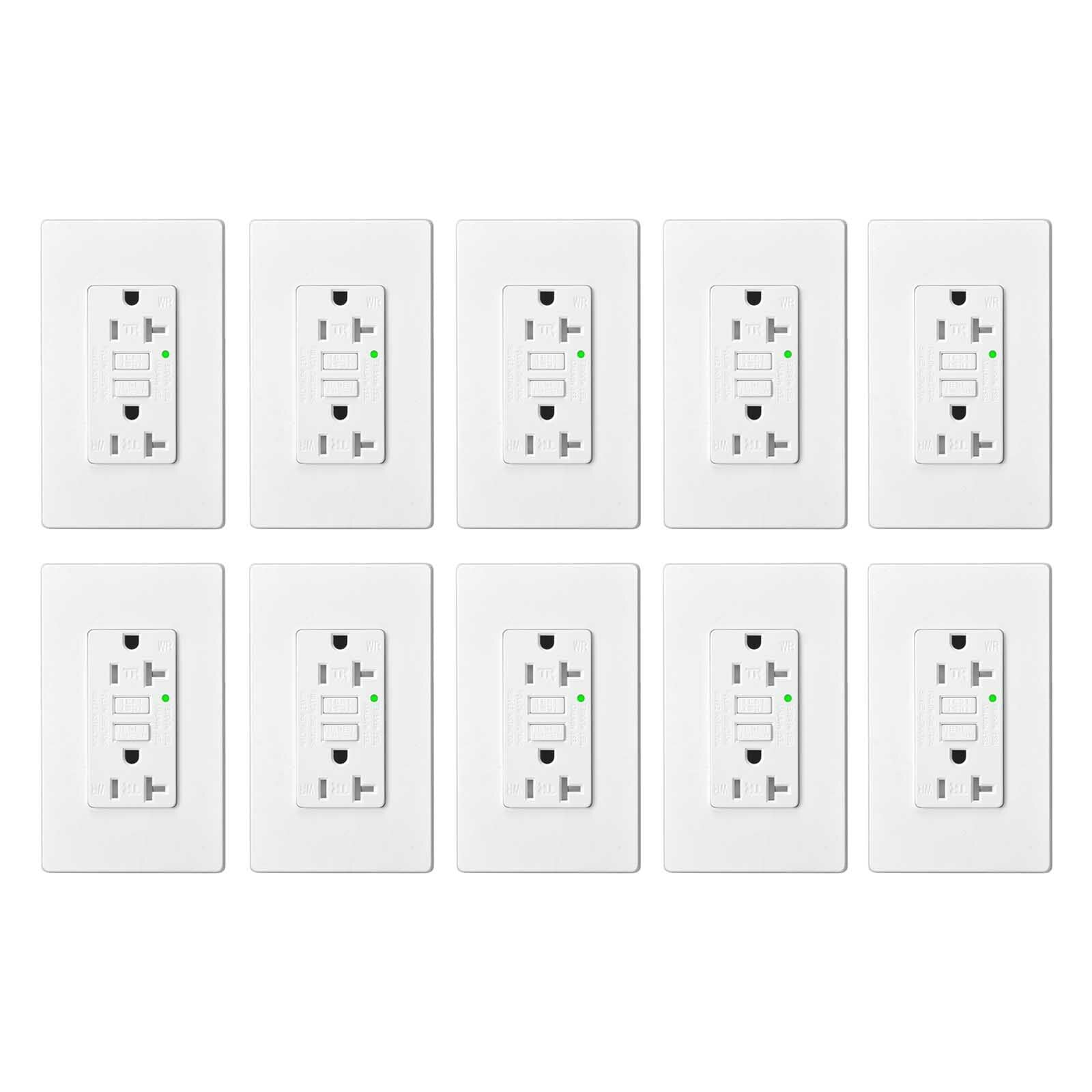 10 PK 20A GFCI Outlet Weather Resistant TR WR Wall Receptacle with LED ...