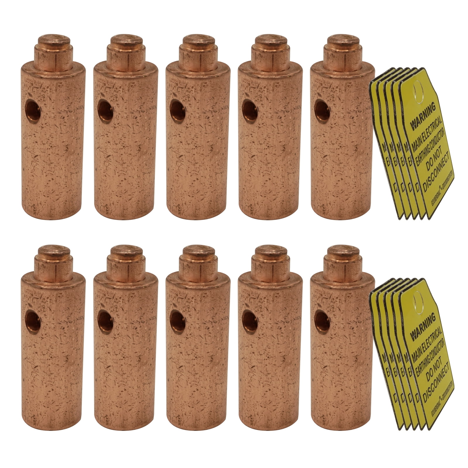 10-PK Copper Ground Rod Clamp with Electrical Tag, Loose-proof Ground ...