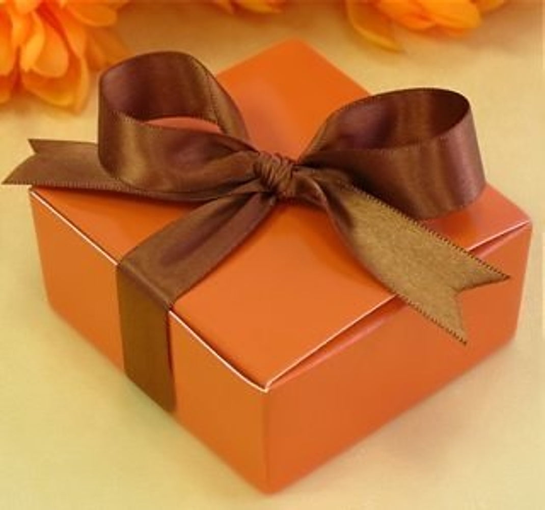10 PUMPKIN ORANGE 4-pc. Square Ballotin Truffles Boxes (can hold up to ...