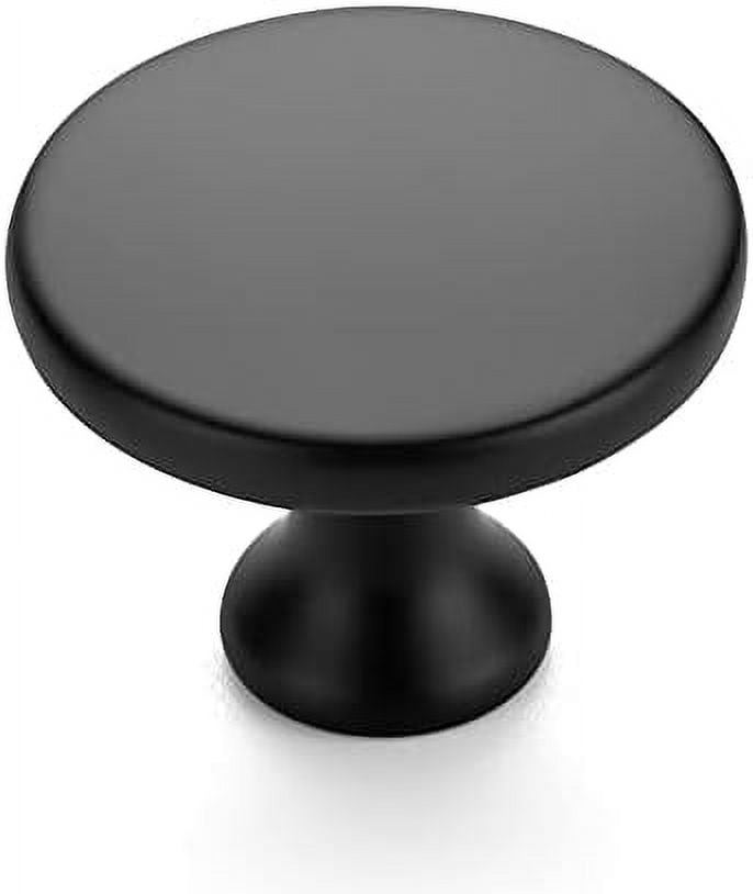 10 Pack 1-1/4 Inch Matte Black Round Kitchen Cabinet Knobs,Zinc Solid Drawer Pulls,Cabinet ...