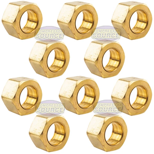 10 Pack 1/2" Compression Nut & Ferrule Combo For 1/2" Od Tube Brass ...