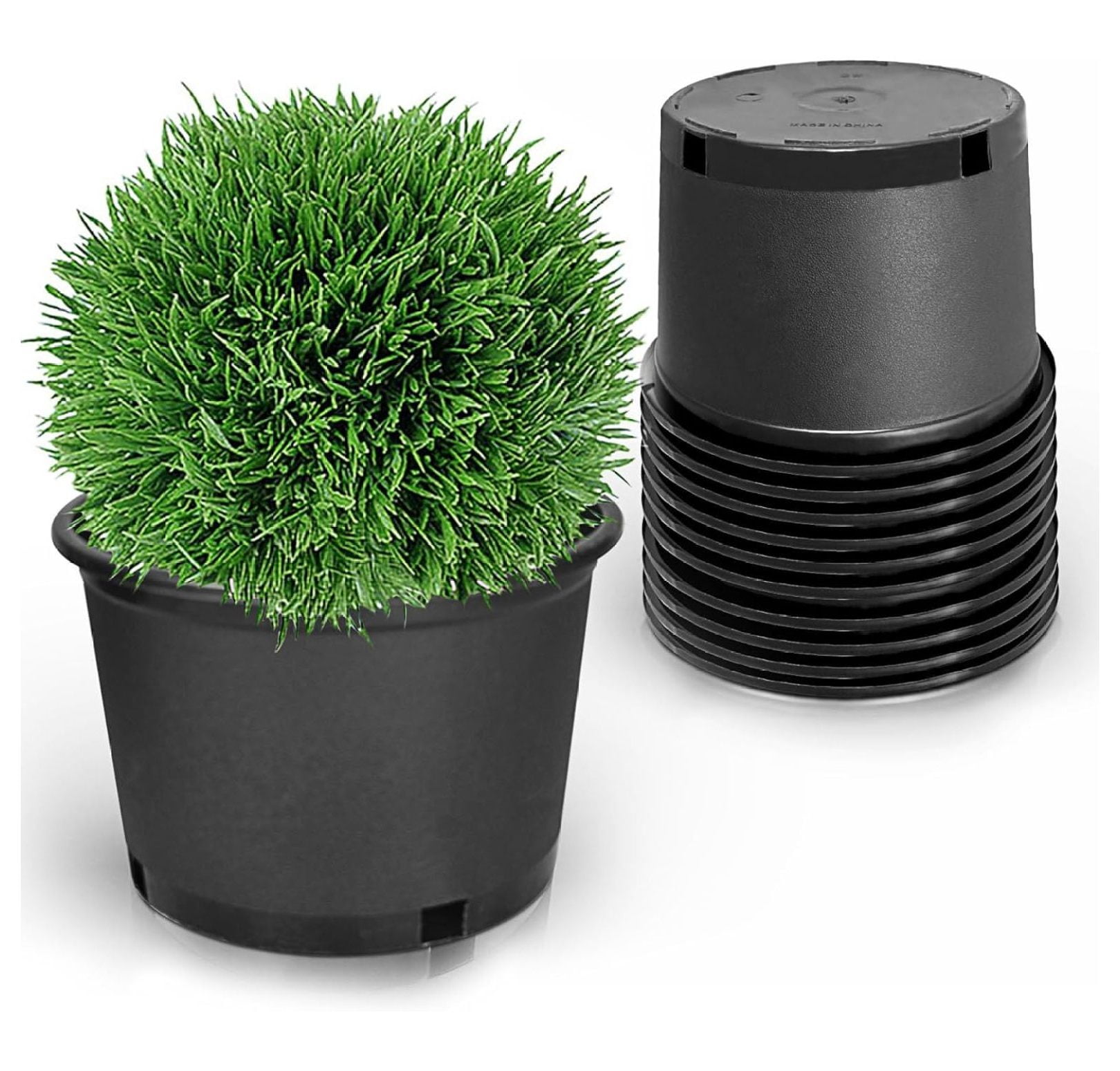 10-Pack 1.2 Gallon Round Planter Nursery Pots, Flower Plant Container ...