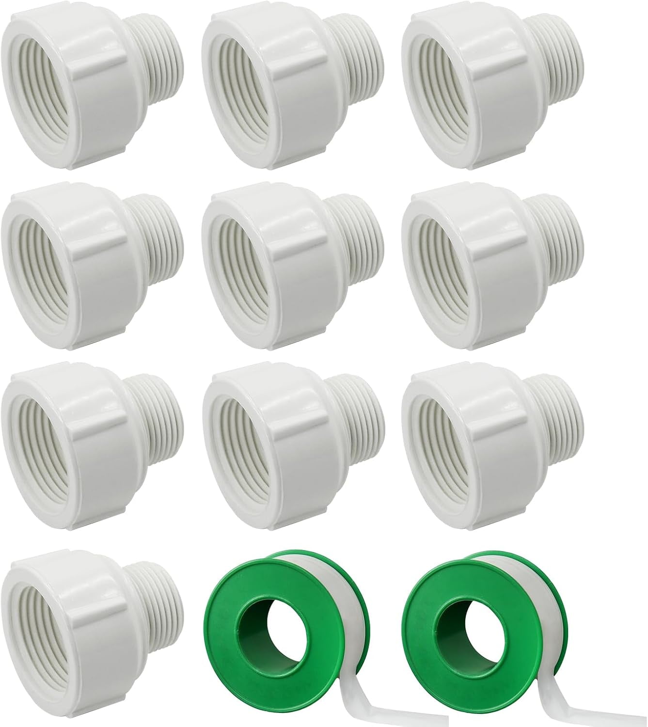PLUMYHG-10-Pack 1/2 Male to 3/4 Female PVC Garden Hose Faucet Reducer ...