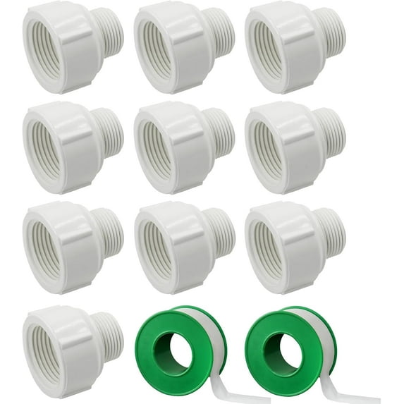 PLUMYHG-10-Pack 1/2 Male to 3/4 Female PVC Garden Hose Faucet Reducer ...