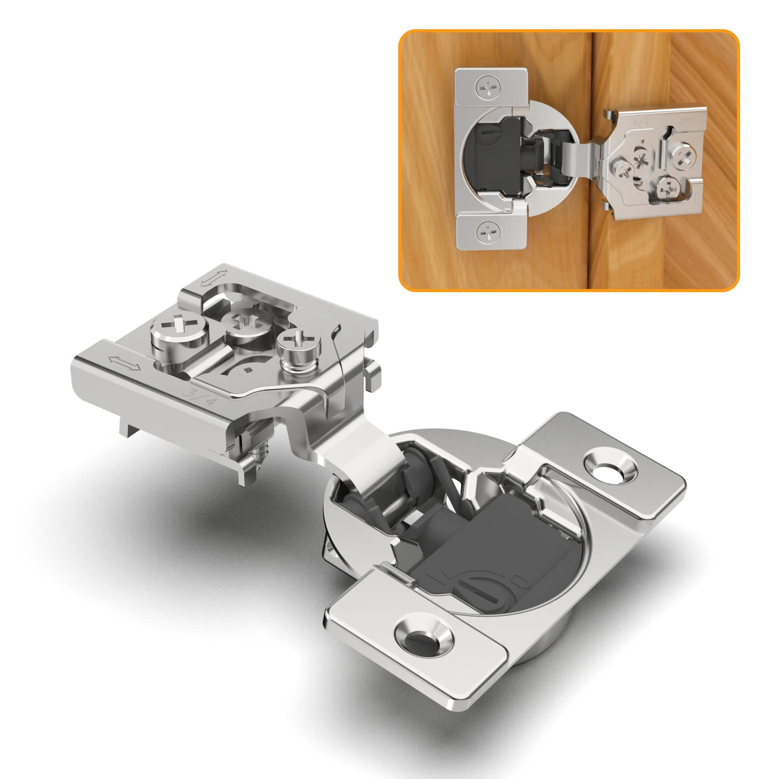 10 Pack 1/2" Overlay 4D Soft Close Concealed Hinges for Face Frame Door ...