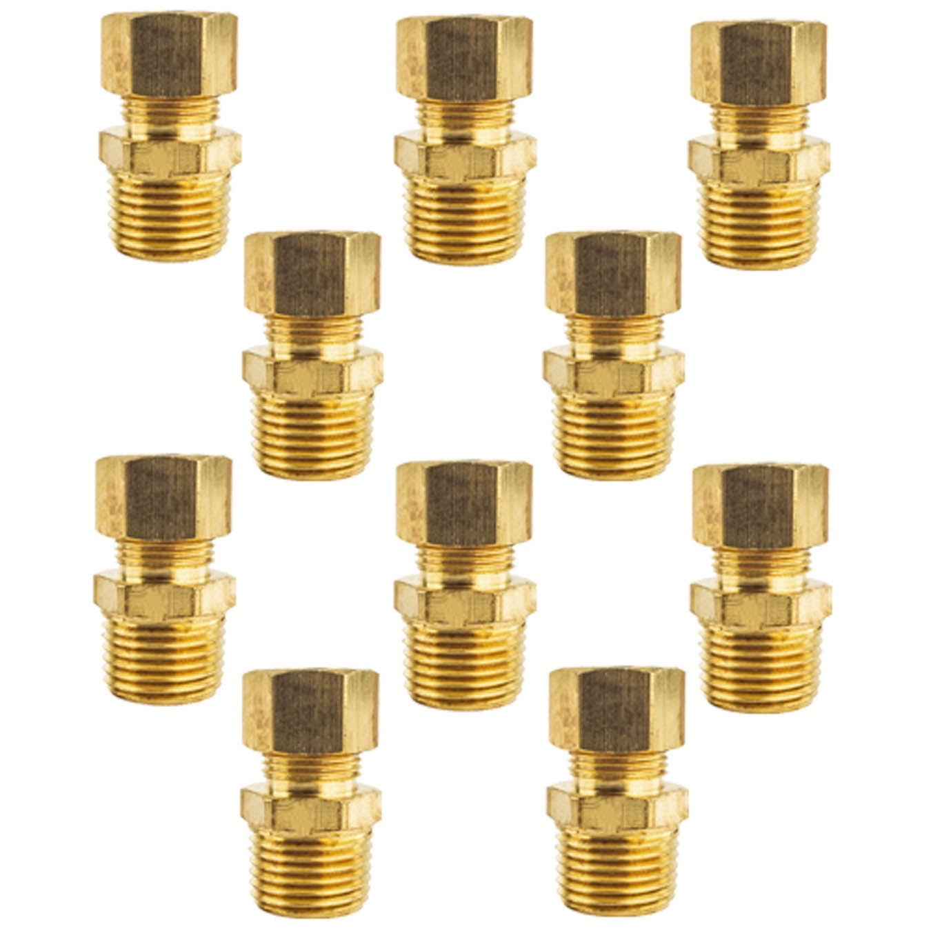 10 Pack 1/2 x 1/2" Male NPT Connector Brass Compression Fitting for 1/2 ...