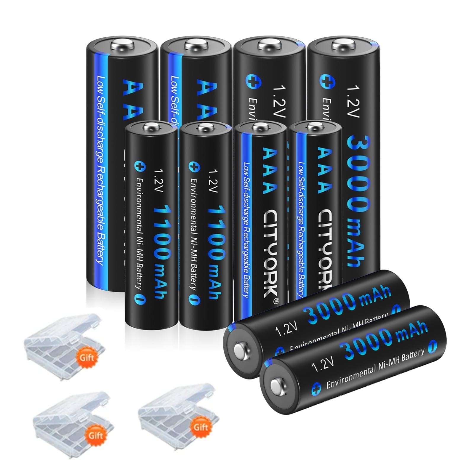 10 Pack 1.2V AA Batteries and AAA Rechargeable Batteries, 6 PCS AA ...