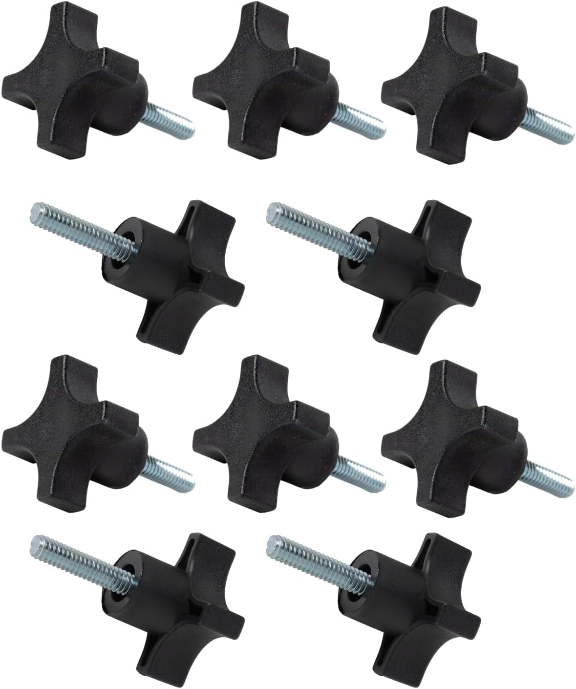 10 Pack 1/4"-20 4 Point Knobs with 1" Threaded Stud, Thumb Screw Knobs ...