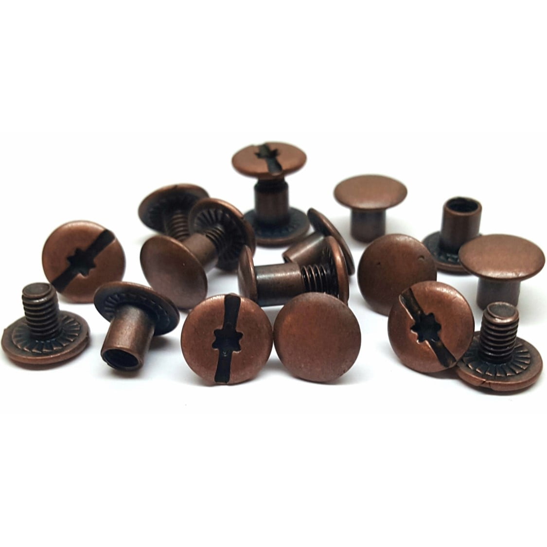 10 Pack 1/4" Antiqued Copper Chicago Screws With Grips - Walmart.com