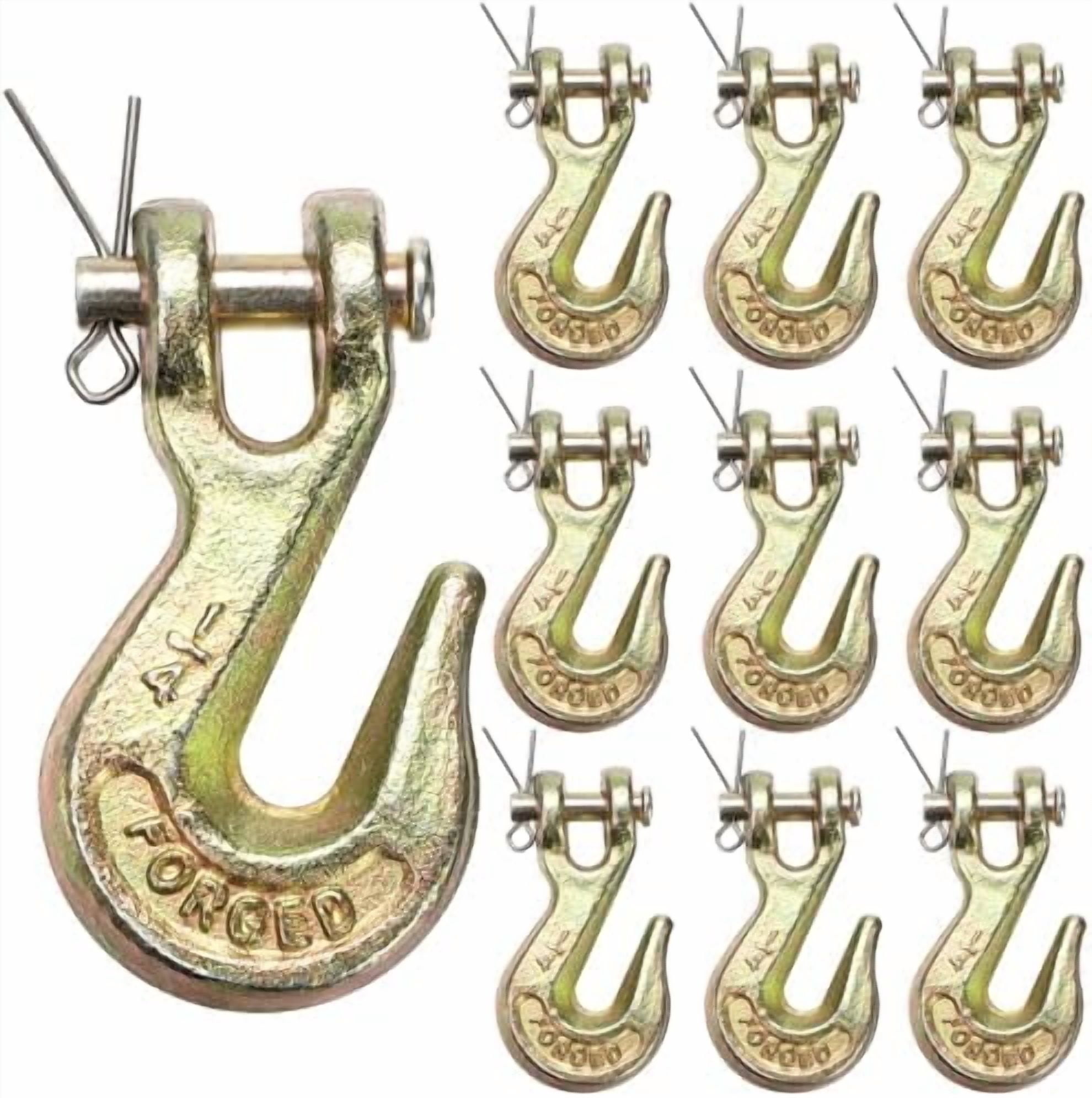 10 Pack 1/4 Inch Clevis Grab Hook, G70 Forged Steel Transport Chain ...
