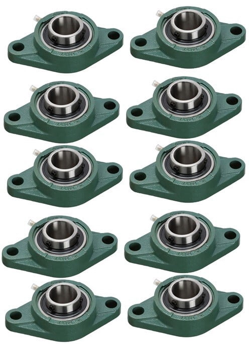 10-Pack 1" Bore UCFL205-16 ,Premium 2-Bolt Flanged Mounted Bearings Set ...