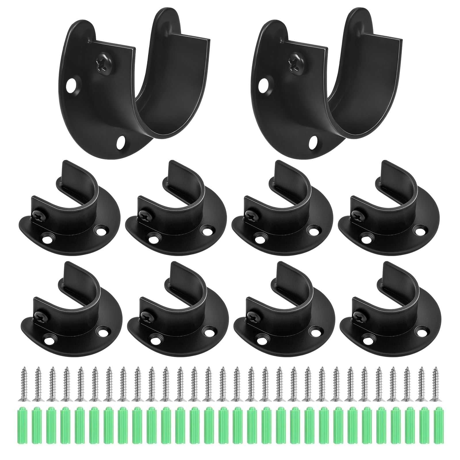 10 Pack 1" Closet Rod Bracket, U-Shaped Stainless Steel Curtain Rod ...