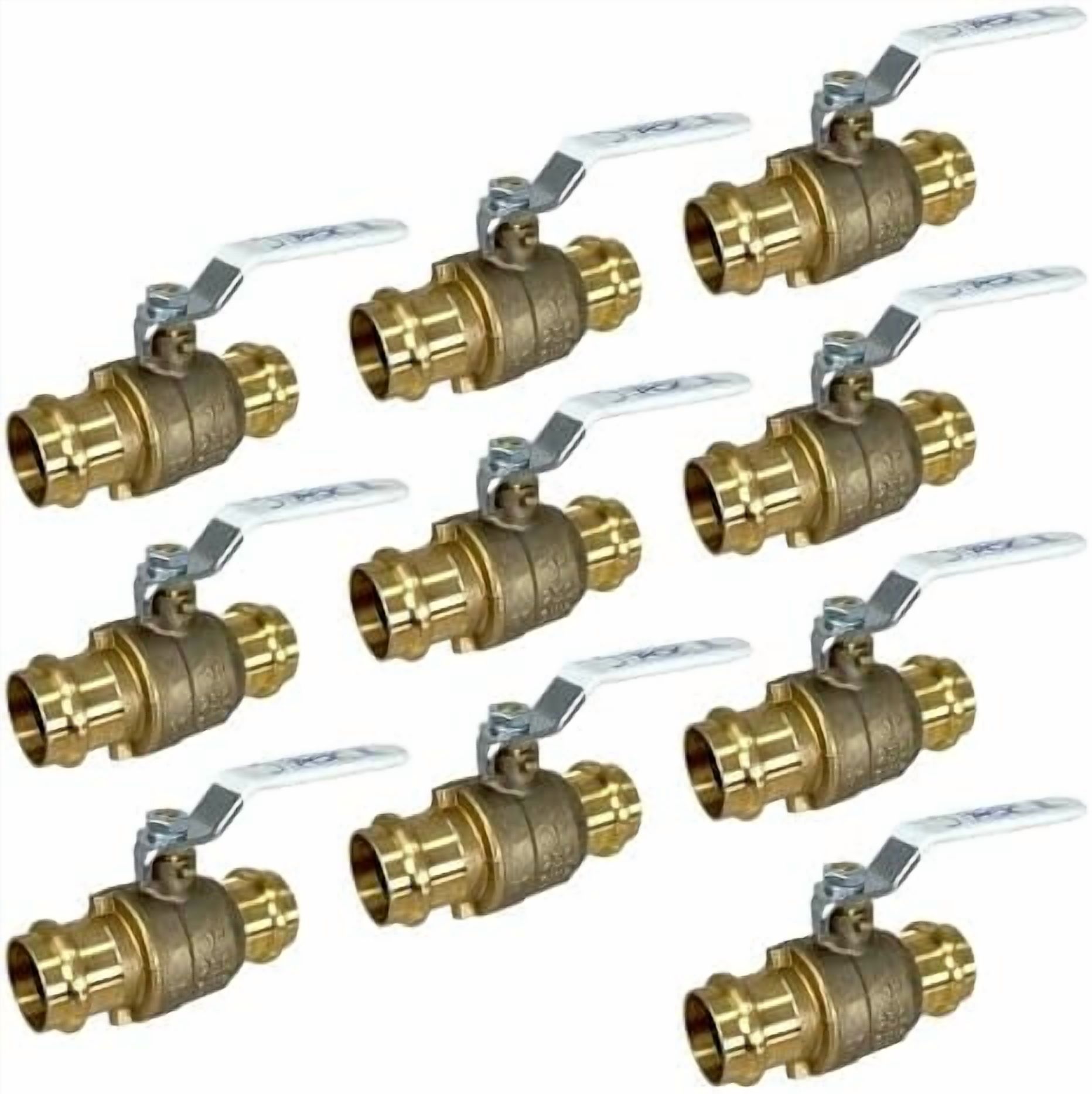 10-Pack 1-Inch Press Copper Ball Valve, Heavy Duty Brass Body, Full ...