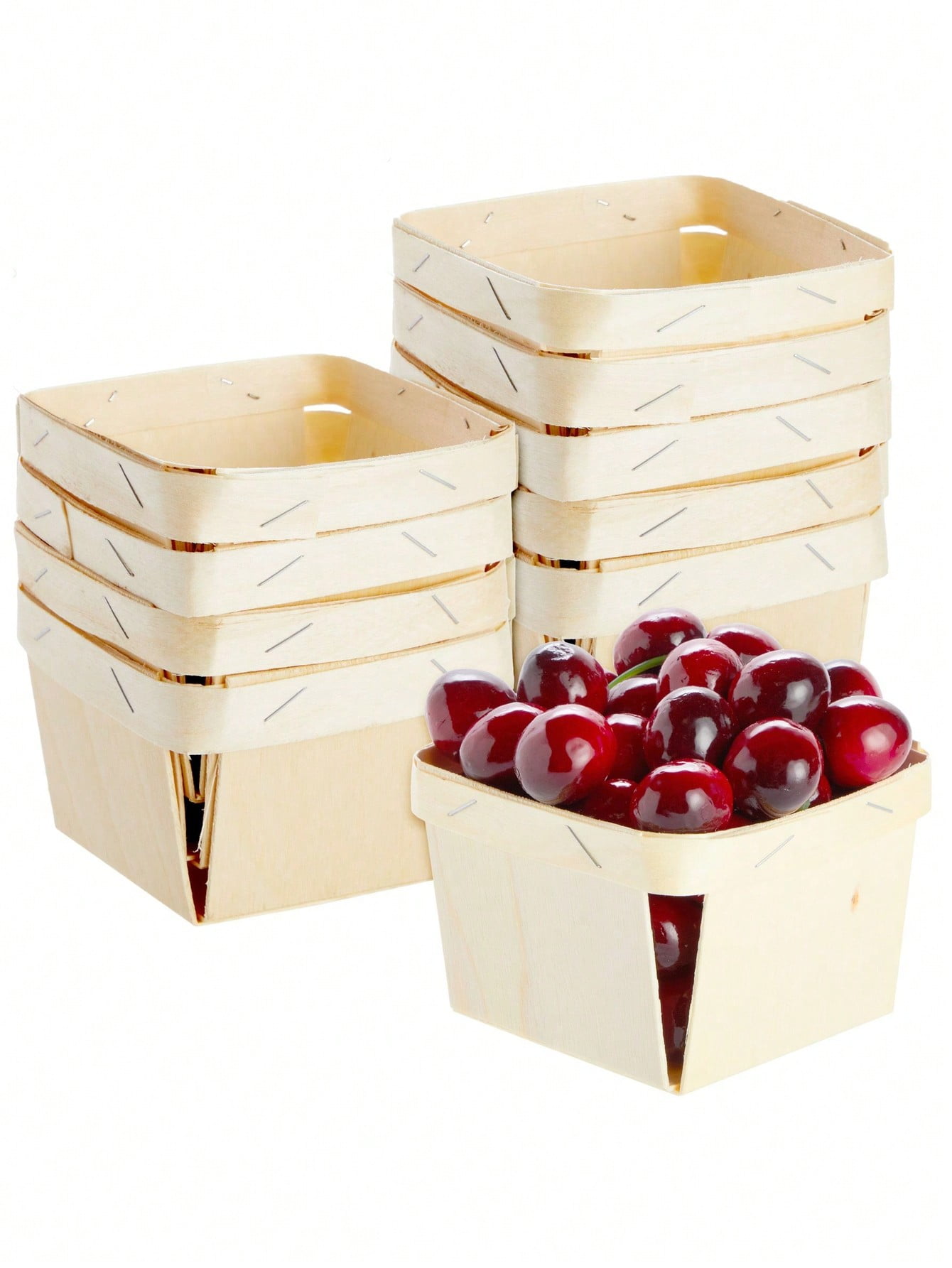 10 Pack 1-Pint Wooden Berry Baskets For Picking Fruit, Arts And Crafts ...