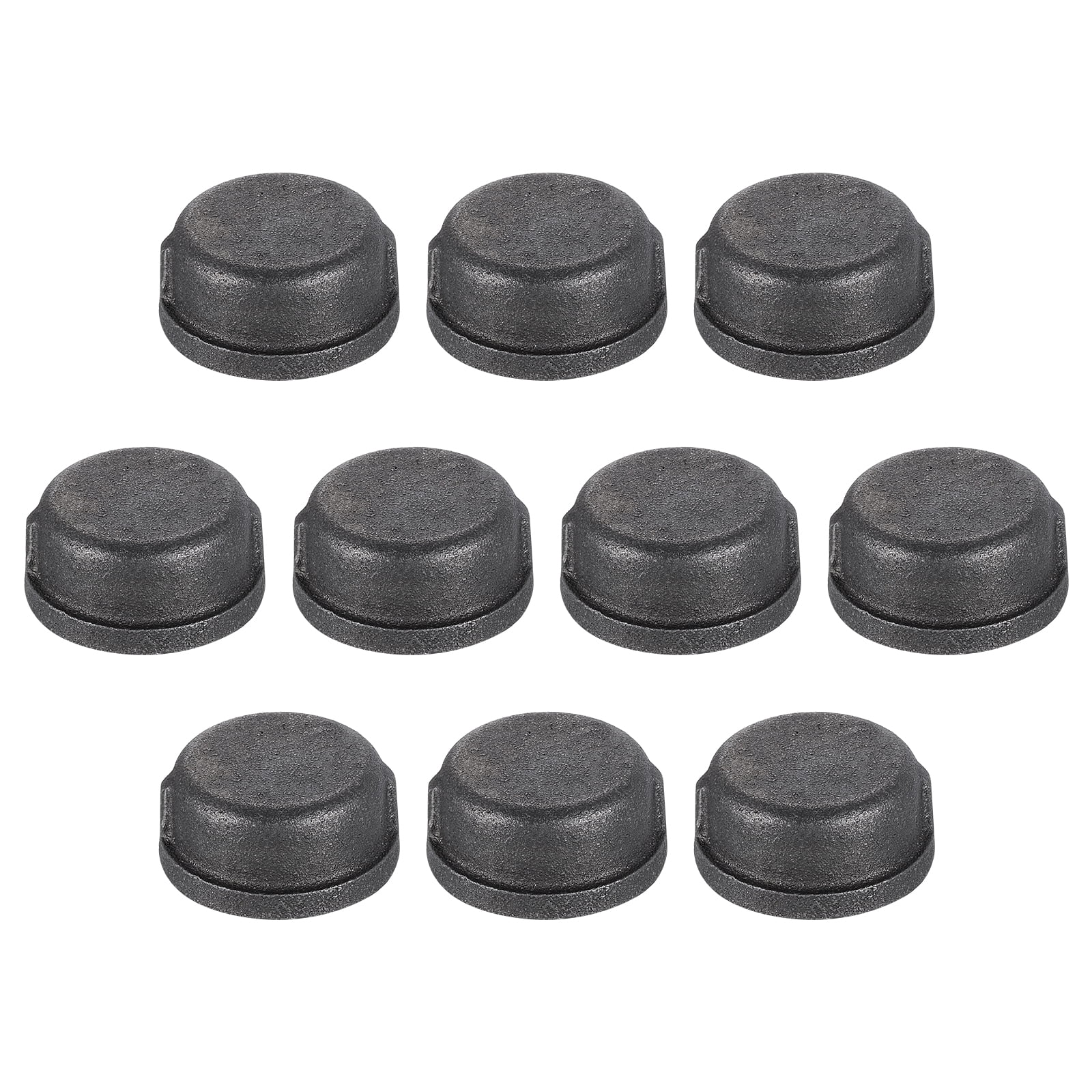 10 Pack 1" Round Head Steel Threaded Pipe Fitting Caps, Black - Walmart.com