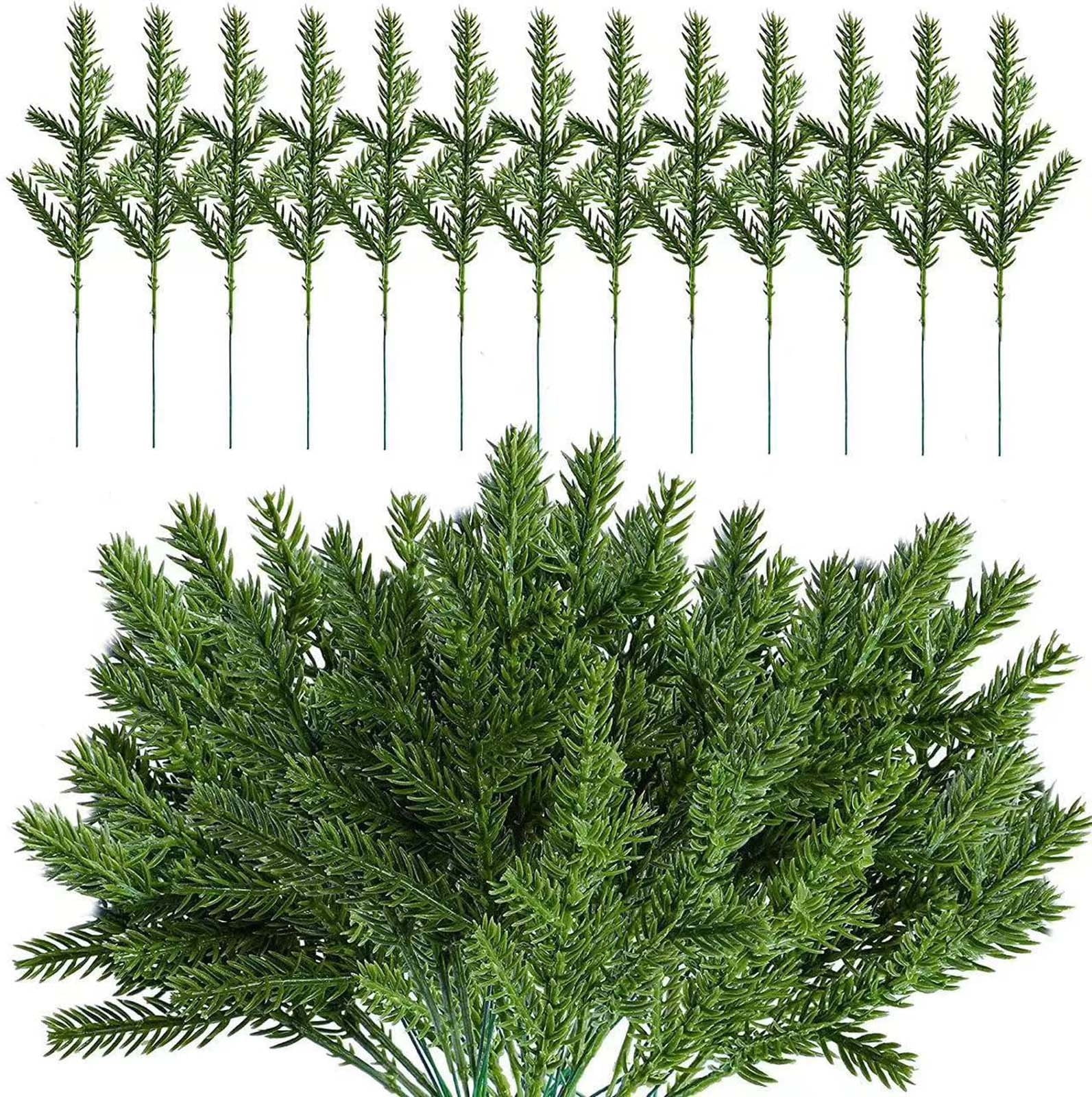 10-Pack 10.2" Artificial Norfolk Pine Branches, Faux Christmas Greenery ...