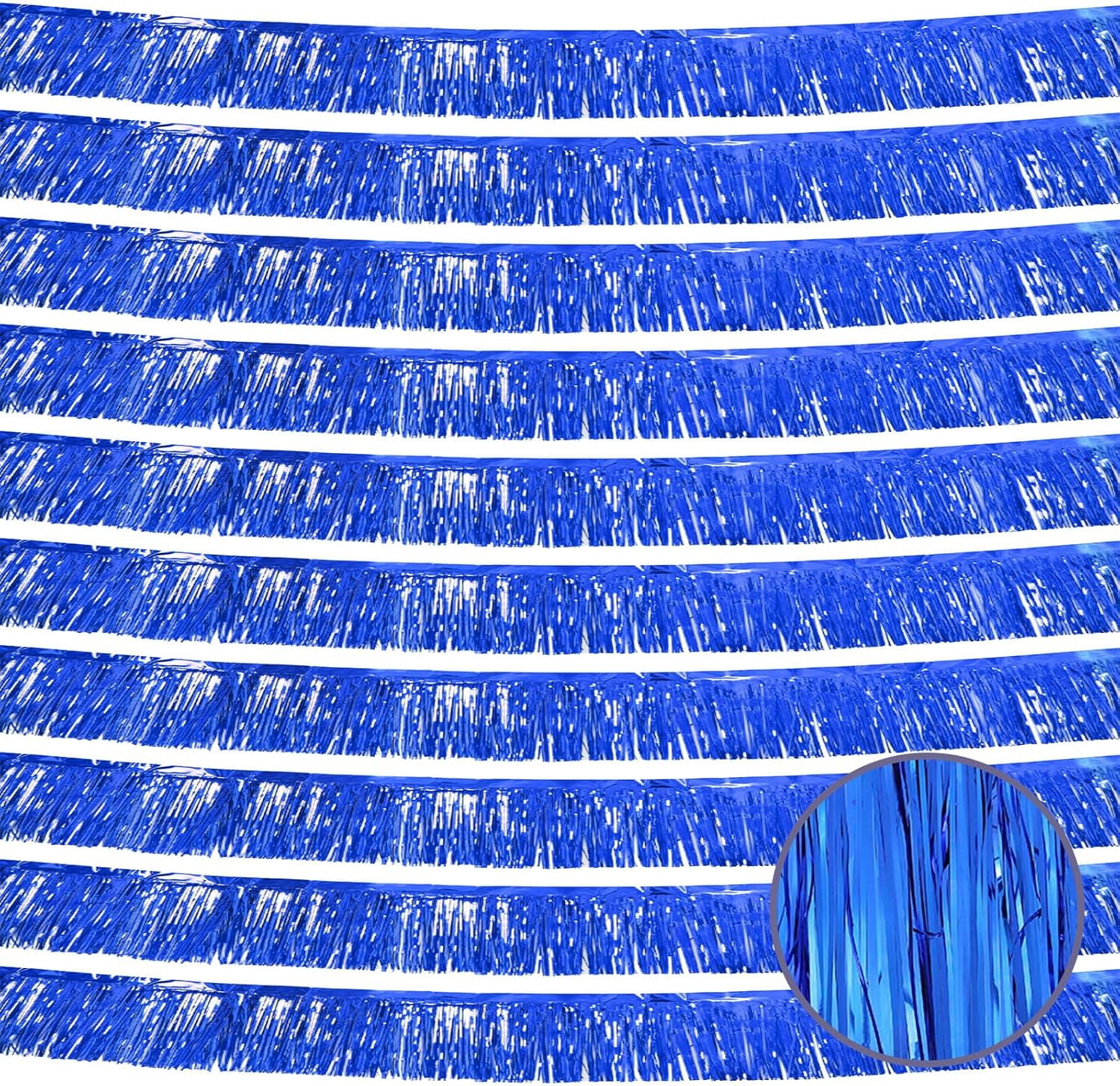 10 Pack 10 Feet Blue Fringe Garland Foil Fringe Garland Metallic Tinsel ...