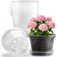 10 Pack 10 Inch Clear Nursery Pots with Saucers, Transparent Sturdy ...