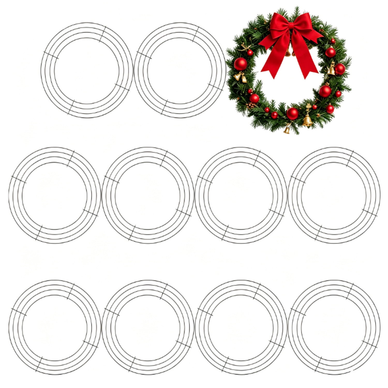 10 Pack 10 Inch Green Metal Wire Wreath Frame Forms, DIY Craft Wreath ...