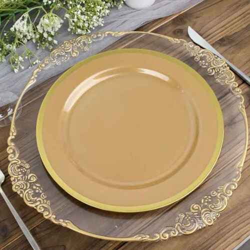 10 Pack 10" Regal Gold Round Plastic Dinner Plates - Walmart.com