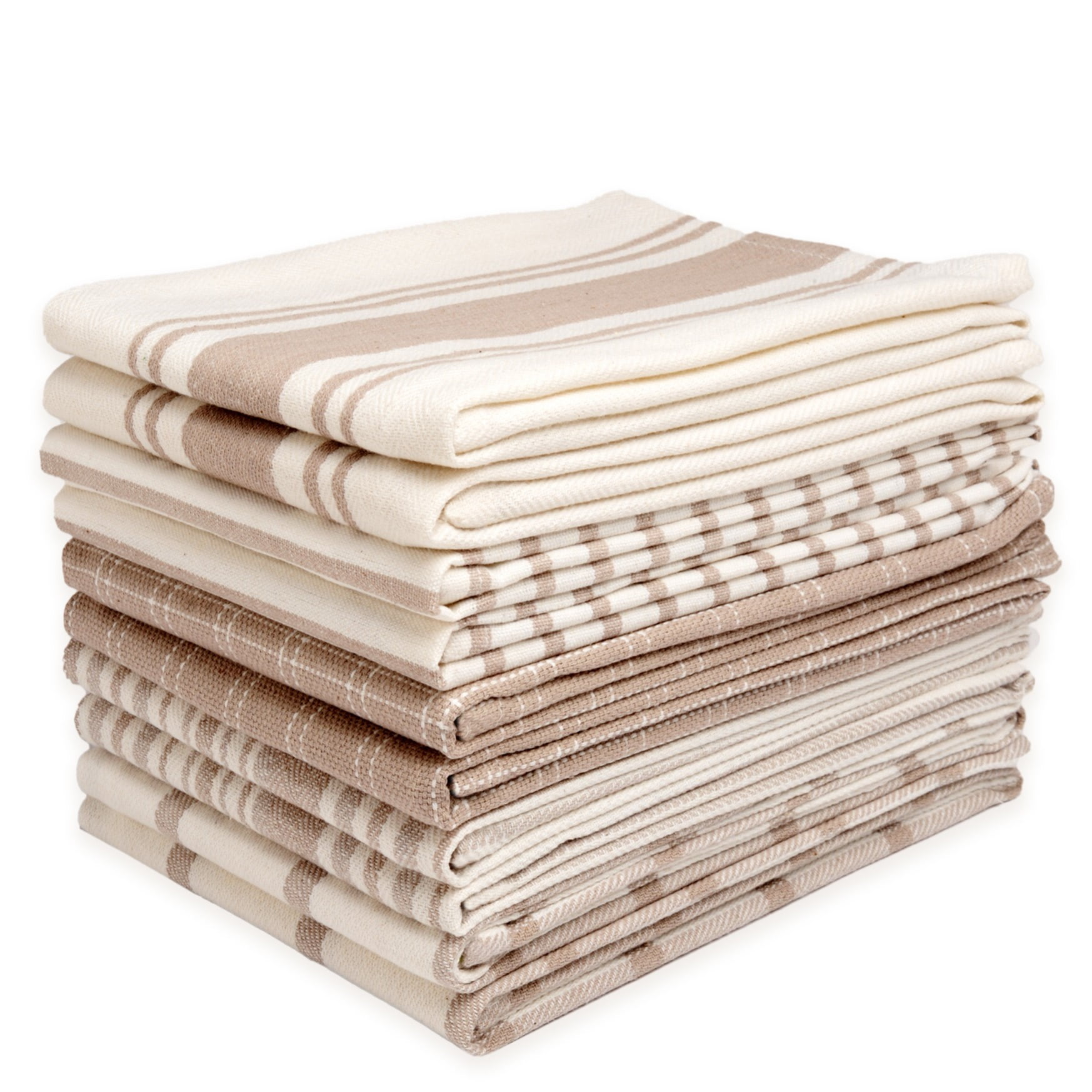 10 Pack 100% Cotton Flat Kitchen Towels - Premium Absorbent, Durable ...