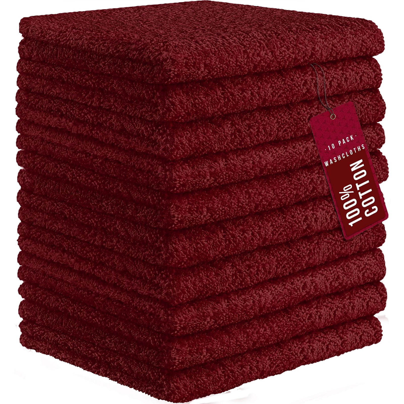 10 Pack 100 Cotton Wash Cloth, Luxurious Soft, 12 x 12 inch Ultra ...