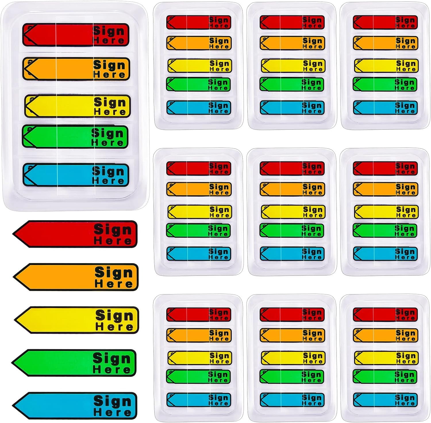 10 Pack 1000 Pieces Sign Here Date Tabs Sign Here Date Stickers Flags ...