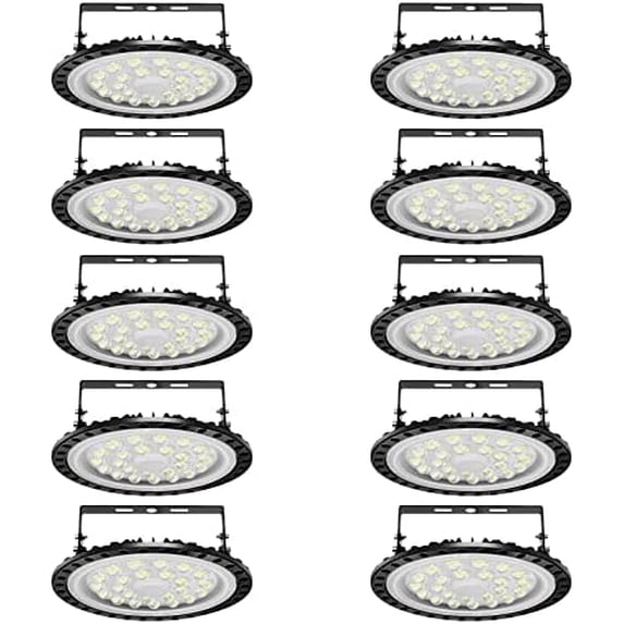 10 Pack 100W UFO LED High Bay Lights, 10000LM 6500K Daylight White Led ...