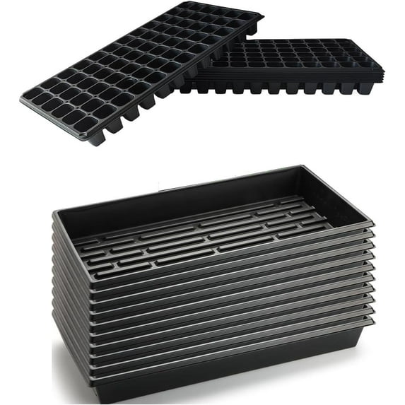 10 Pack 1020 Seed Starter Trays and 72 Cell Plug Trays, Thick Durable ...