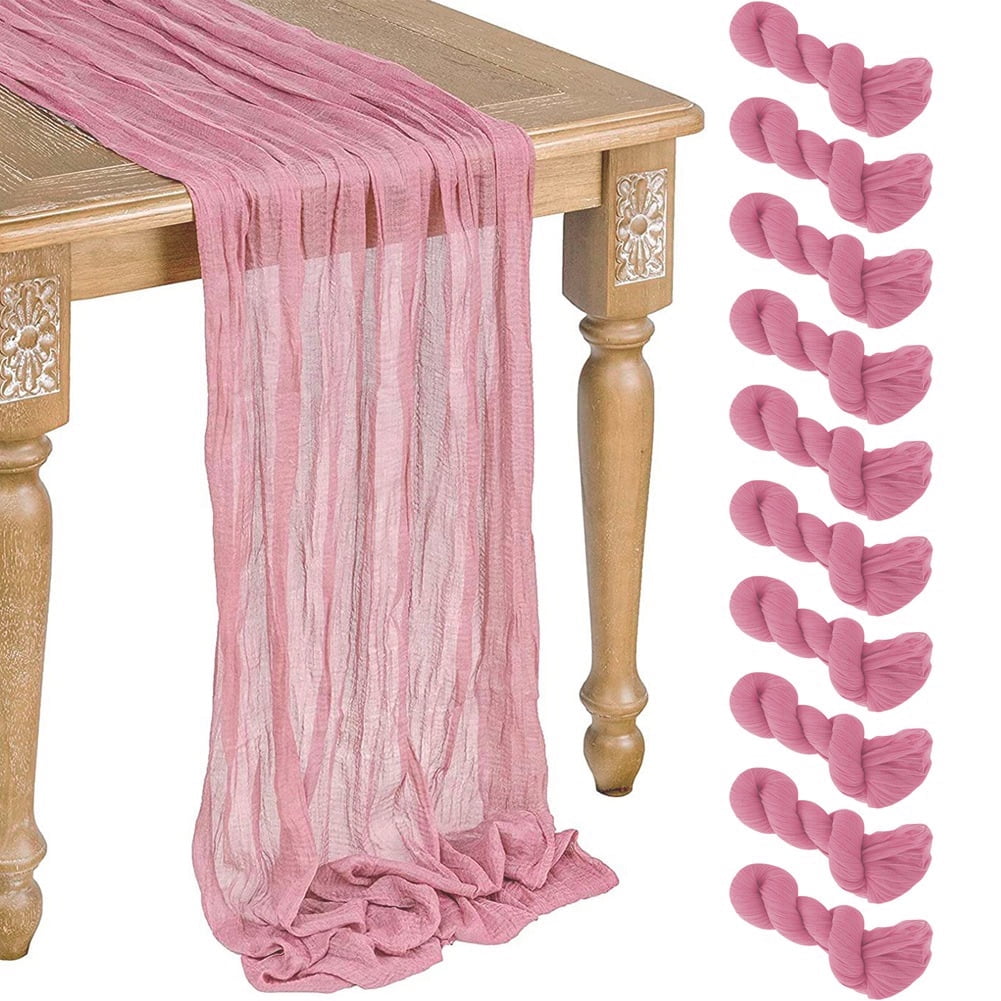 10 Pack 10Ft Cheesecloth Table Runner 35x120 Inch Boho Gauze Table Runner Rustic Cheese Cloth ...