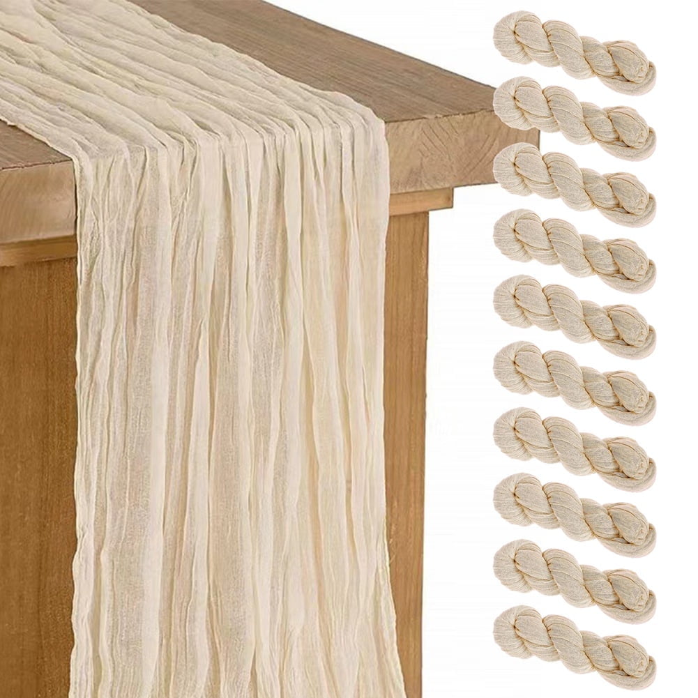 10 Pack 10Ft Cheesecloth Table Runner 35x120 Inch Boho Gauze Table ...