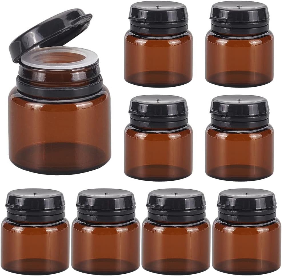 10 Pack 10g Glass Portable Cream Jar Empty Refillable Cosmetic ...