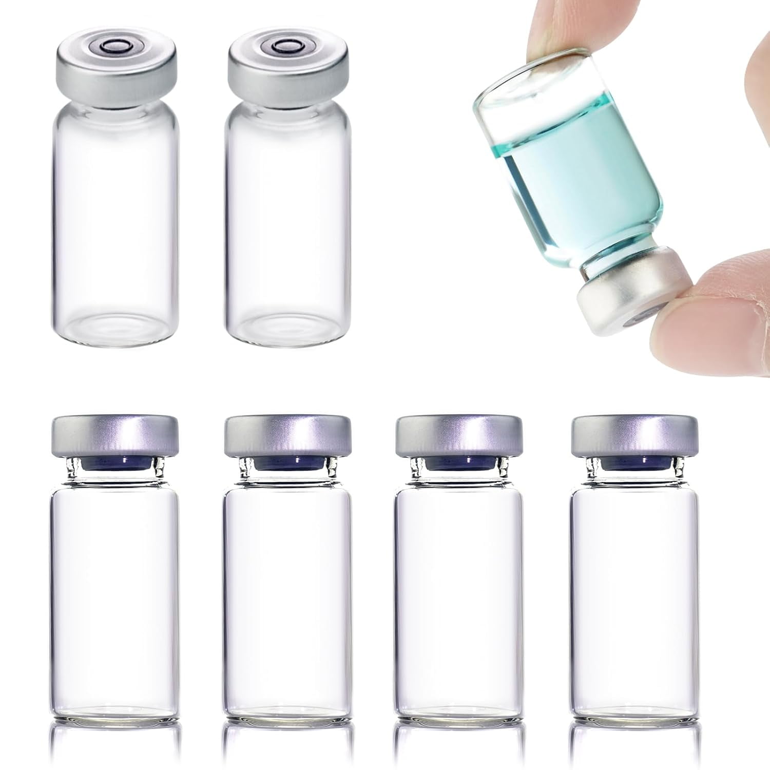10 Pack 10ml Sealed Sample Vials, Transparent Glass Vials with Self ...