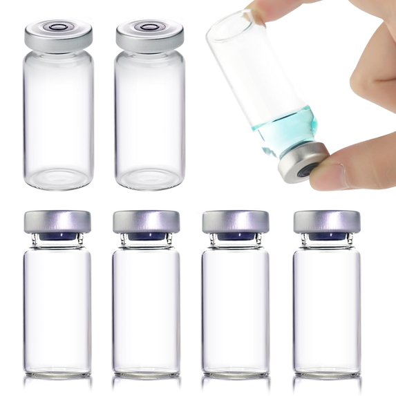 10 Pack 10ml Sealed Sample Vials, Transparent Glass Vials with Self ...