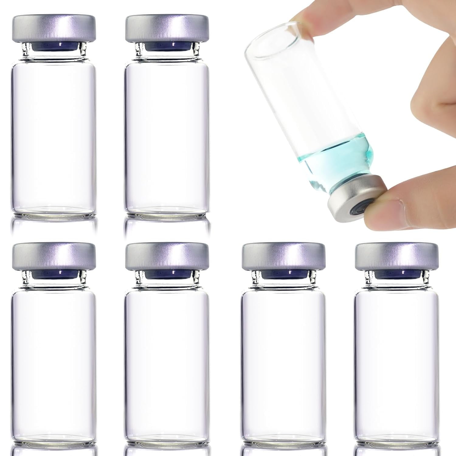10 Pack 10ml Sealed Sample Vials, Transparent Glass Vials with Self ...