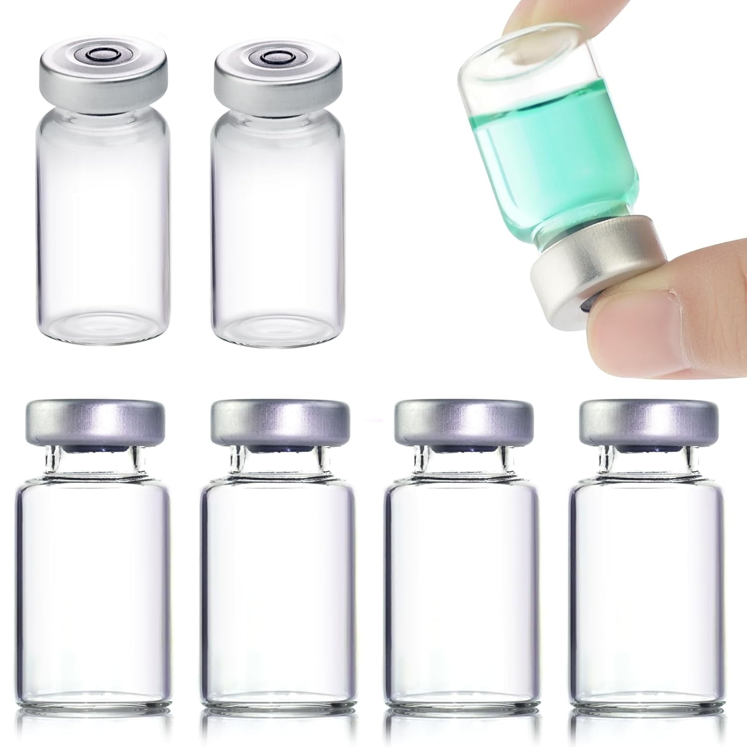 10 Pack 10ml Sealed Sample Vials, Transparent Glass Vials with Self ...