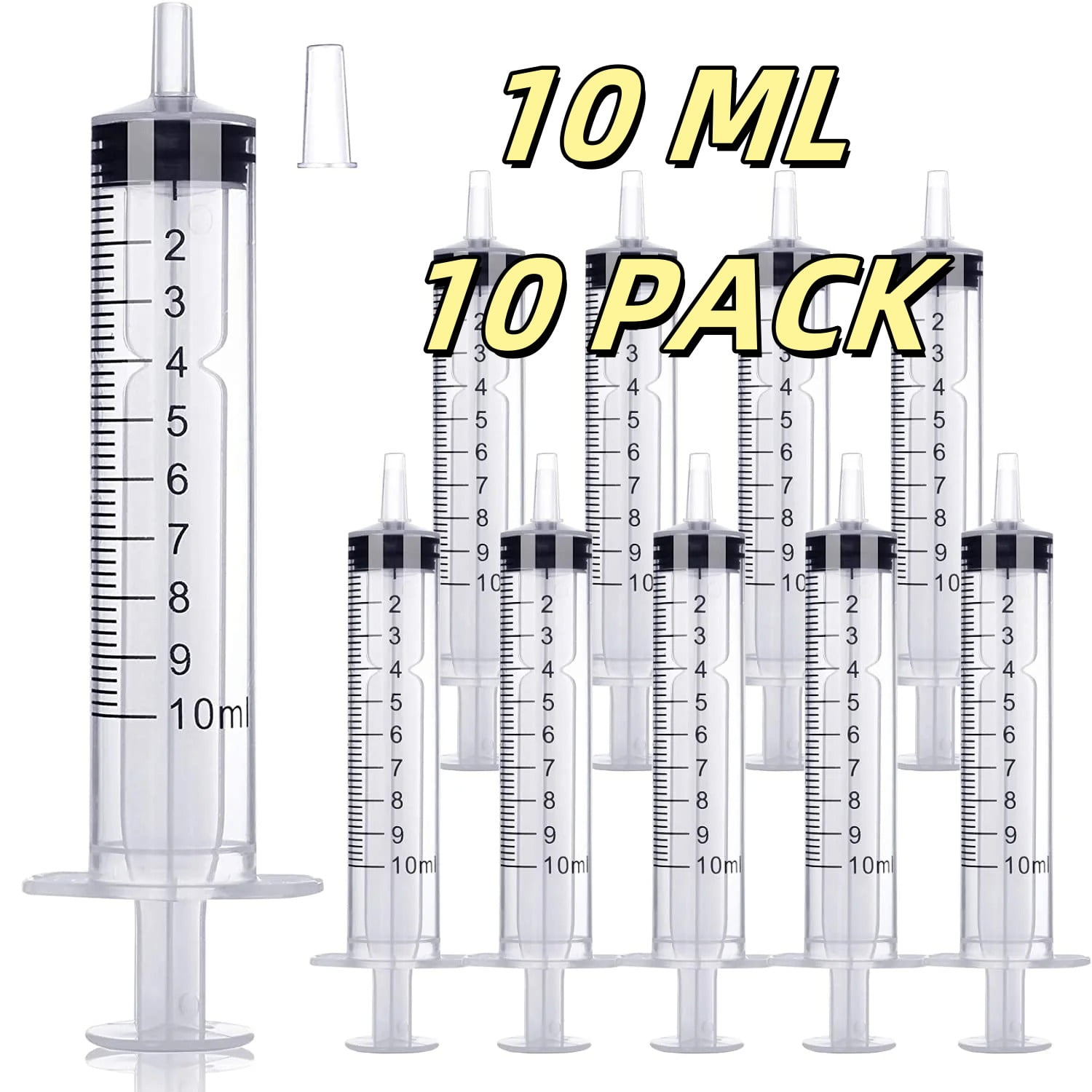 10 Pack 10ml/cc Plastic Syringe Small Syringe with Tip Cap ...