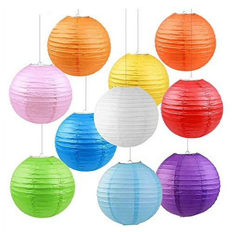 10 Pack 12 Chinese Paper Lanterns Decorative Colorful Chinese Hanging Decorations for Rainbow Party Classroom Ceiling Decoration Multi Color 12 inch Set of 10 Walmart