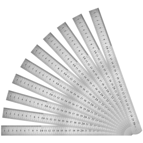 10 Pack 12 Inch Stainless Steel Ruler, 30cm Metal Ruler with Inches and ...