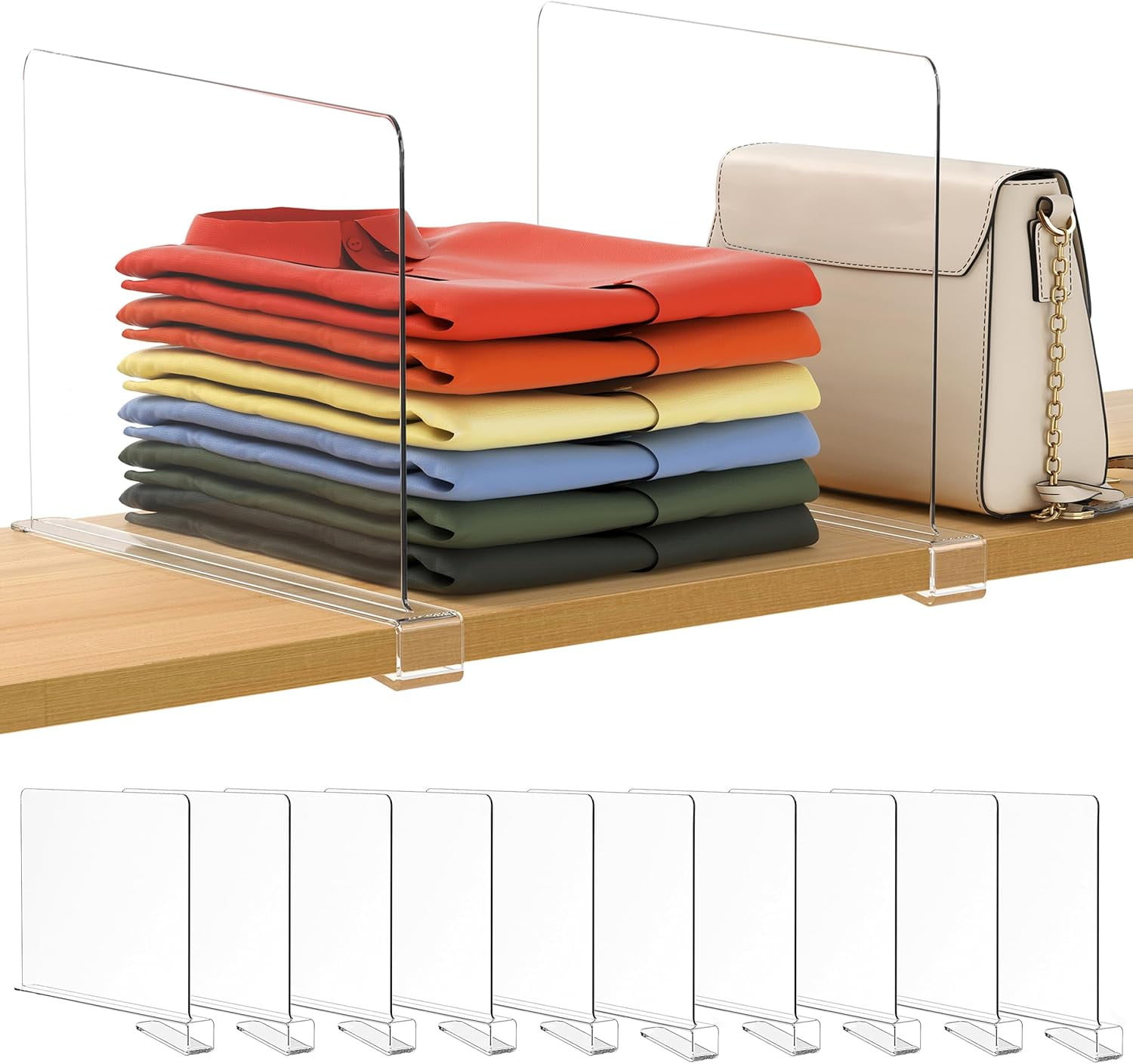 10 Pack 12 Inches [Extra Tall Version] Clear Shelf Dividers for ...