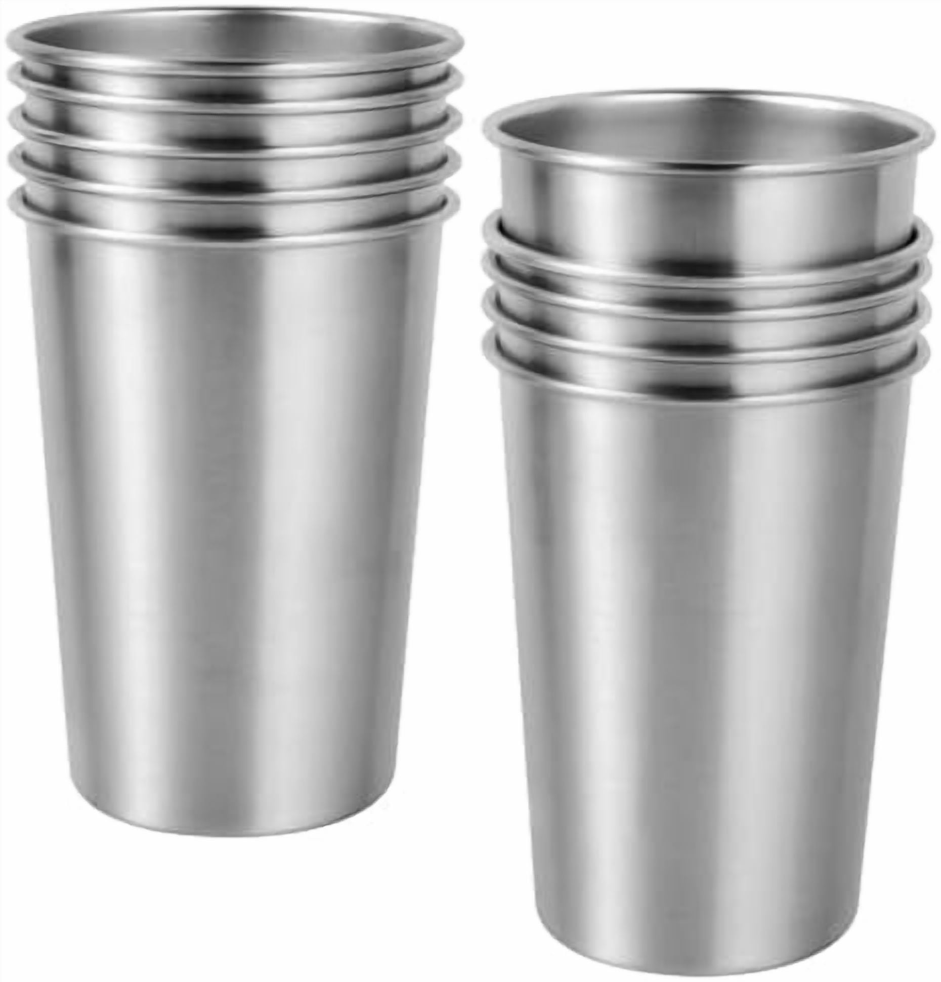 10 Pack 12 Ounce Stainless Steel Pint Cups Shatterproof Cup Tumblers ...