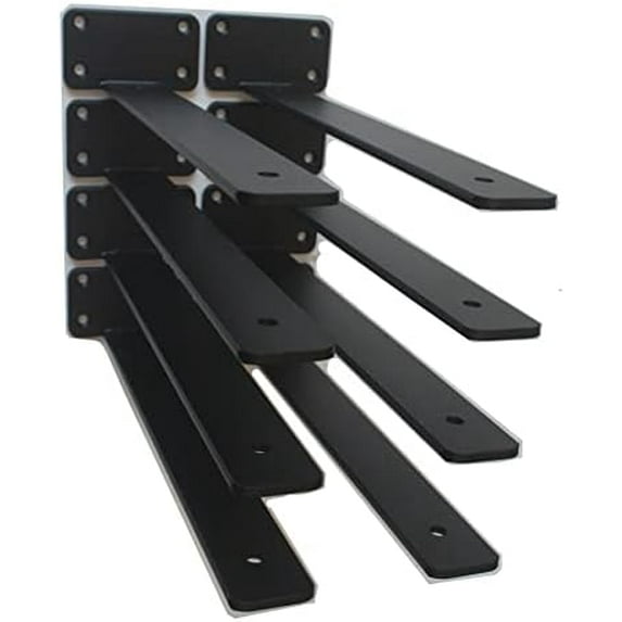 10 Pack - 12 inch Black Hidden L Shelf Bracket (1/5 Inch Thicked) Iron ...