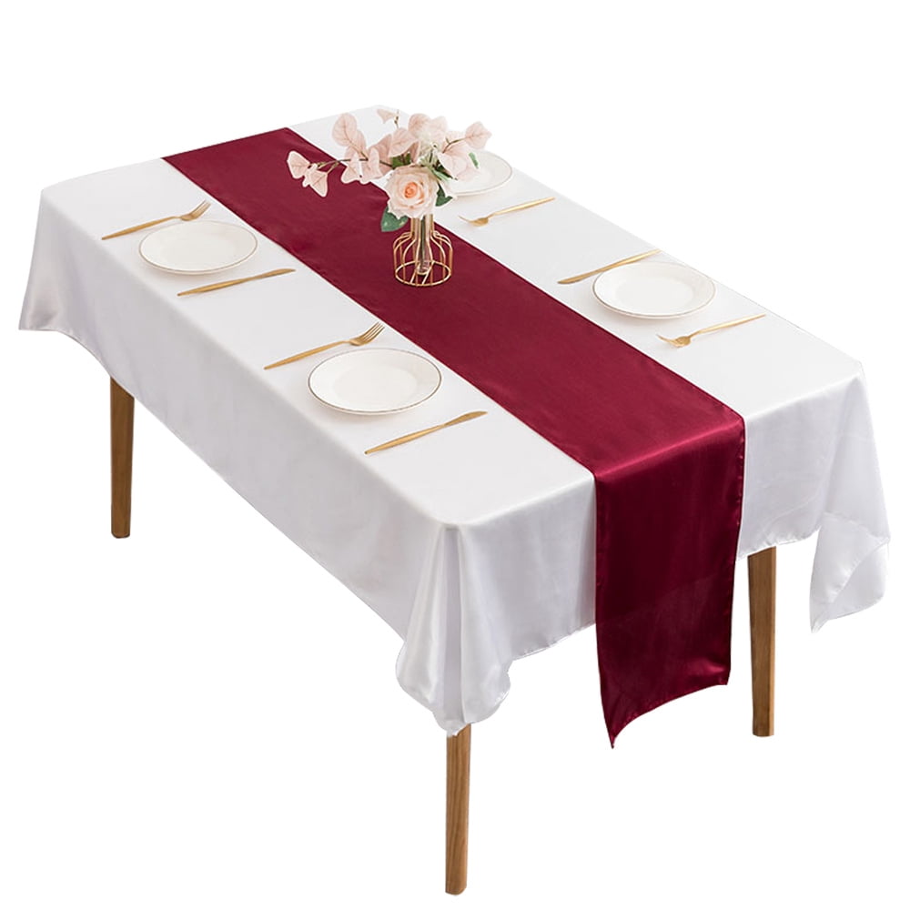 10-Pack 12 x 108 inches Satin Table Runner for Rectangle and Round ...