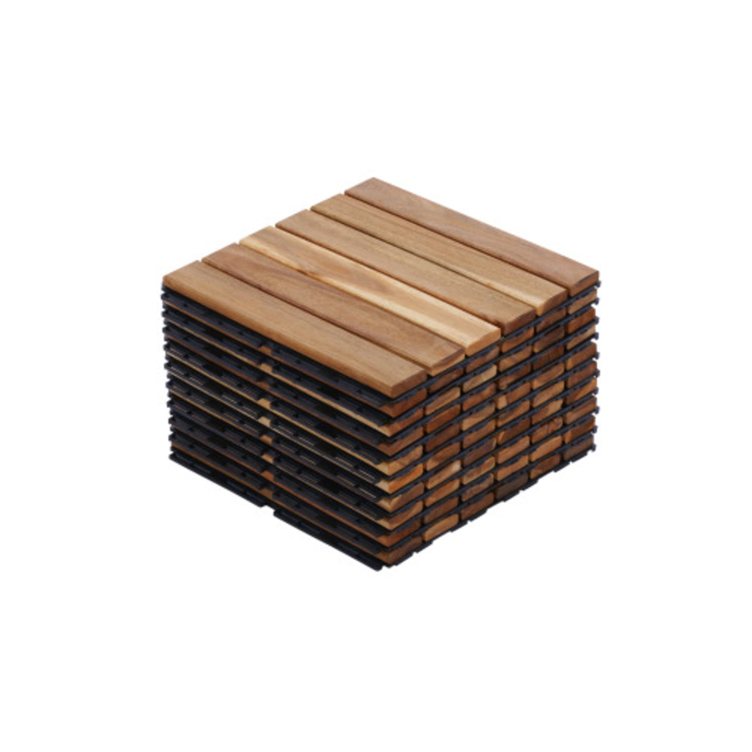 10-Pack 12" x 12" Acacia Hardwood Interlock Deck Tiles For Patio/Balcony/Pool - Walmart.com
