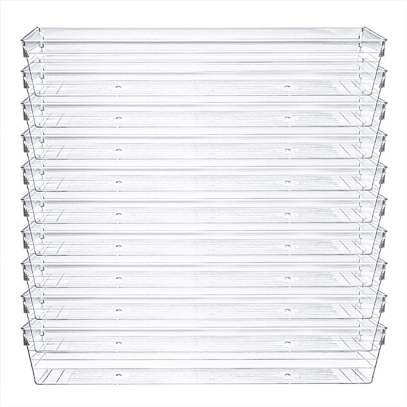 10 Pack 12 x 3 2 Inch Clear Drawer Organizer Trays, Desk Divider ...