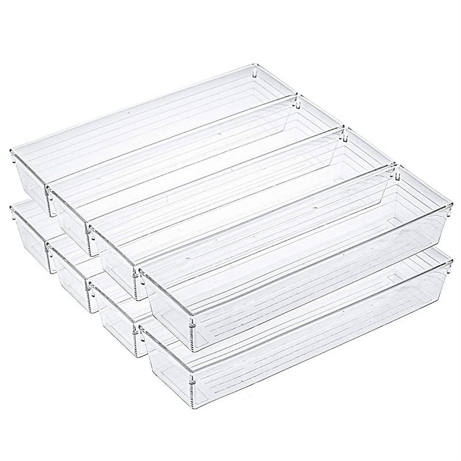 10 Pack 12 x 3 x 2 Inch Clear Drawer Organizer Trays, Desk Drawer ...