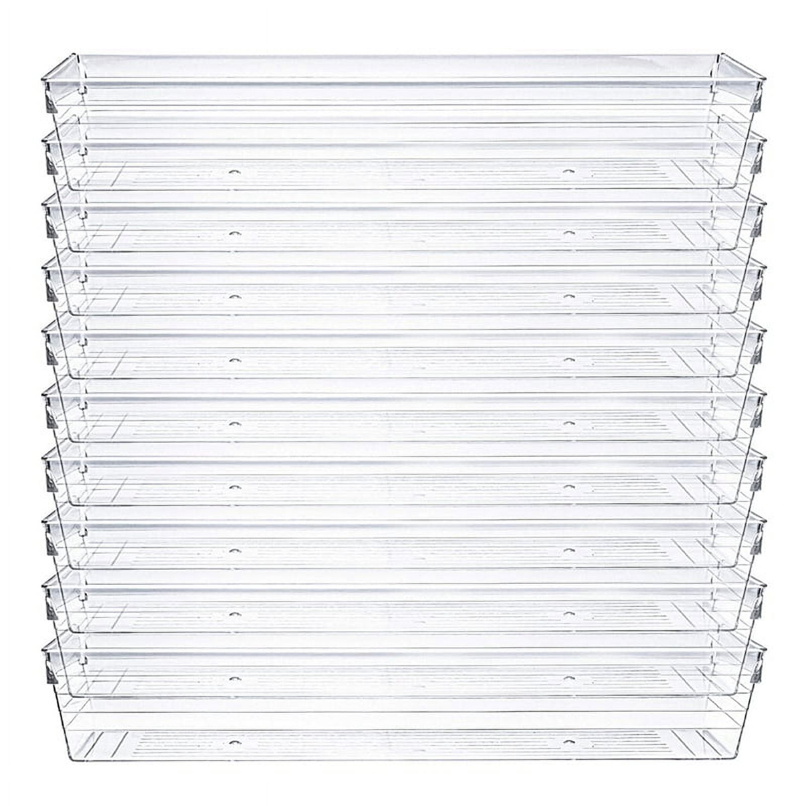 10 Pack 12 x 3 x 2 Inch Clear Drawer Organizer Trays, Desk Drawer ...
