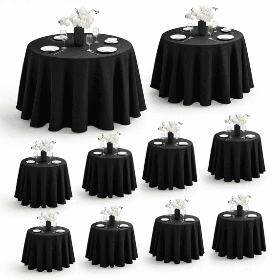 10 Pack 120inch Round Tablecloth Polyester Table Cloth Black - Walmart.com