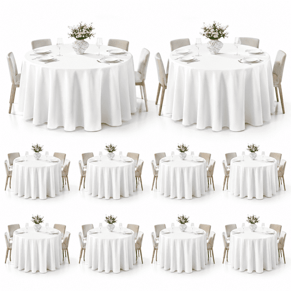 10 Pack 120inch Round Tablecloth Polyester Table Cloth White - Walmart.com